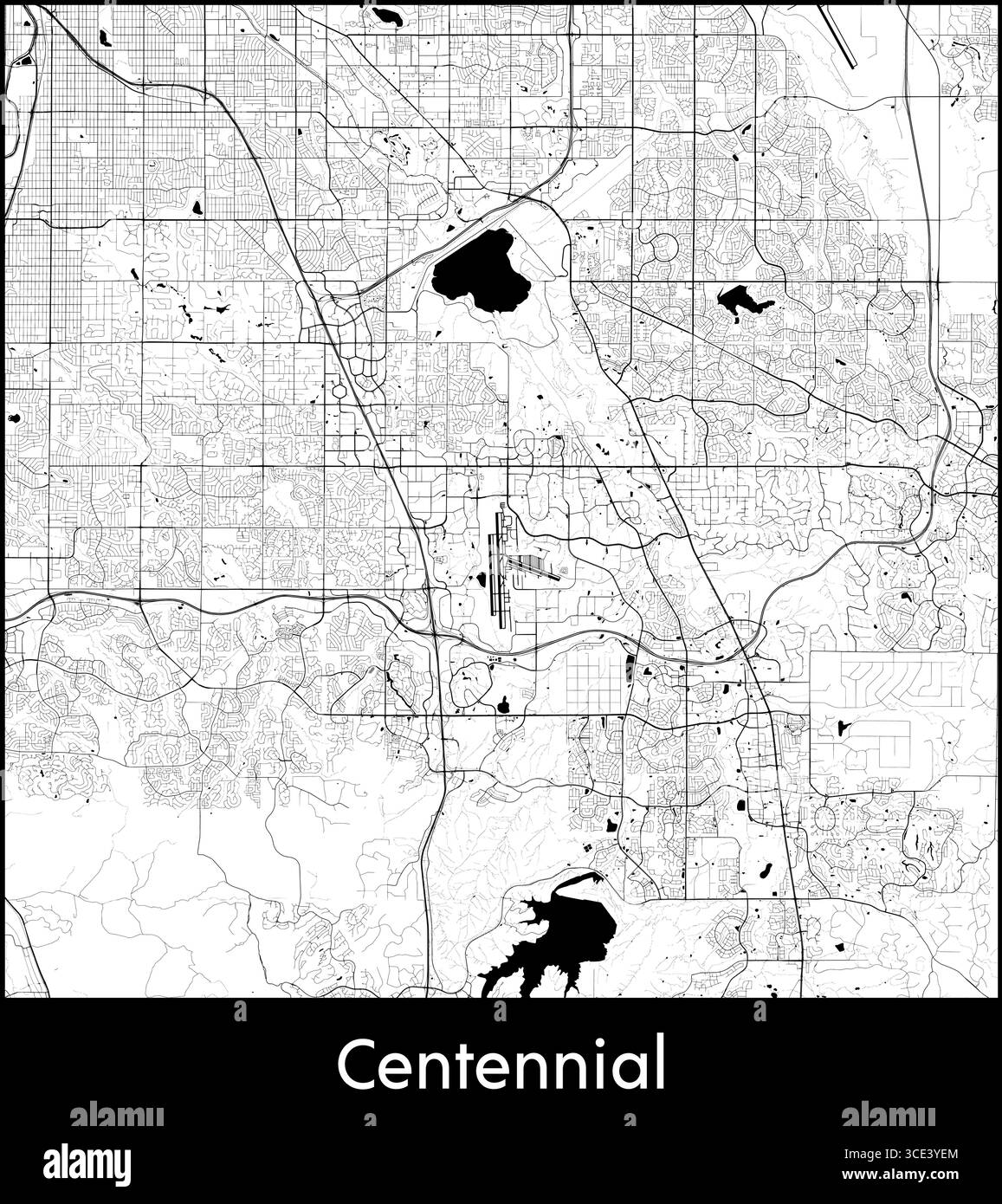Centennial city map, United States - Topographic vector map poster ...