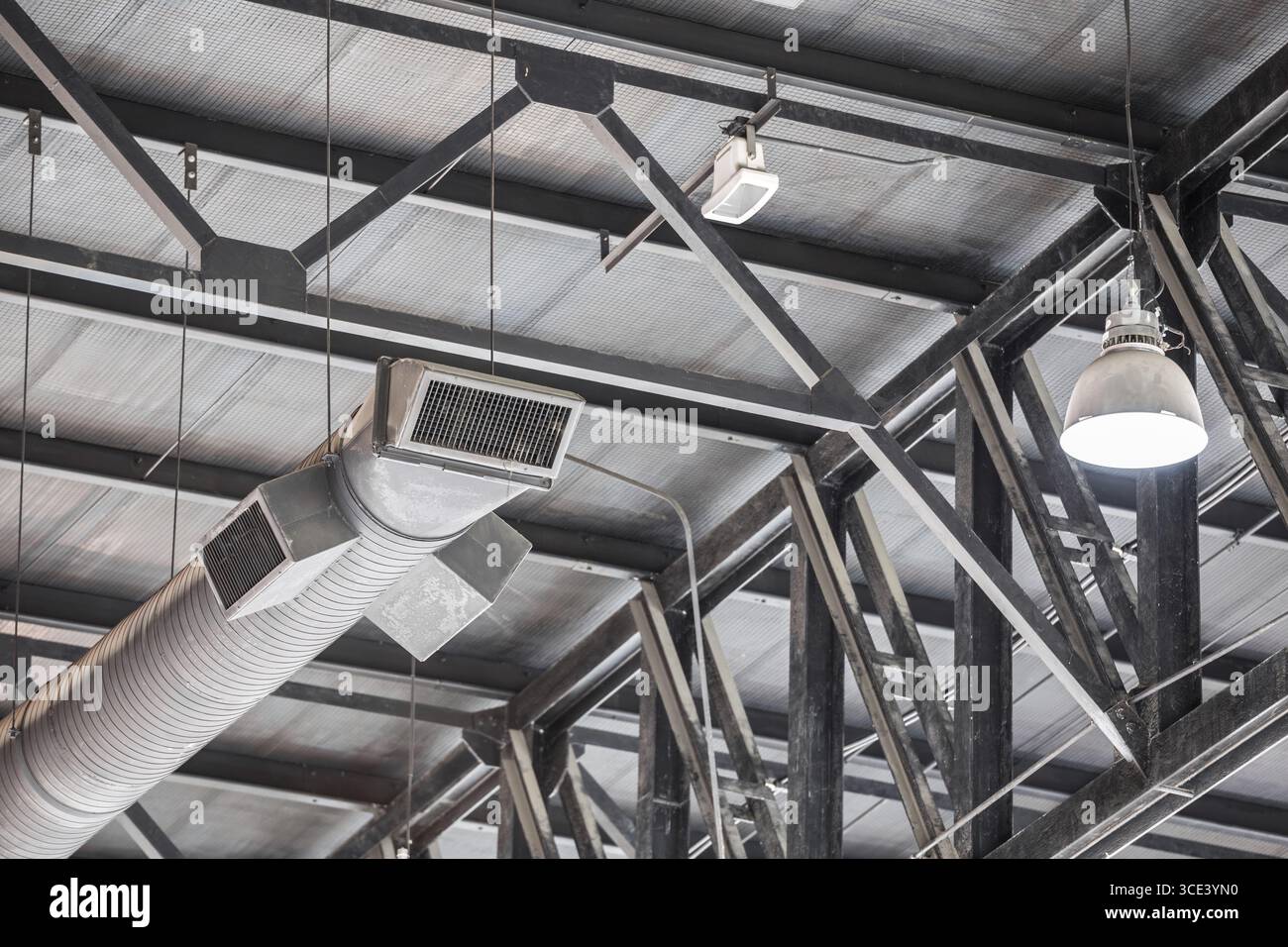 HVAC Duct Cleaning, Ventilation pipes in silver insulation material ...