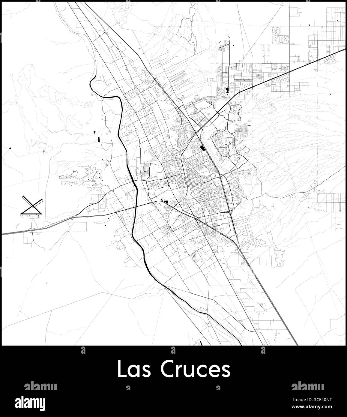Las Cruces city map, United States - Topographic vector map poster ...