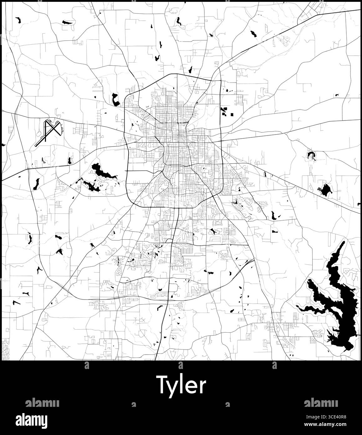 Tyler city map, United States - Topographic vector map poster Stock ...