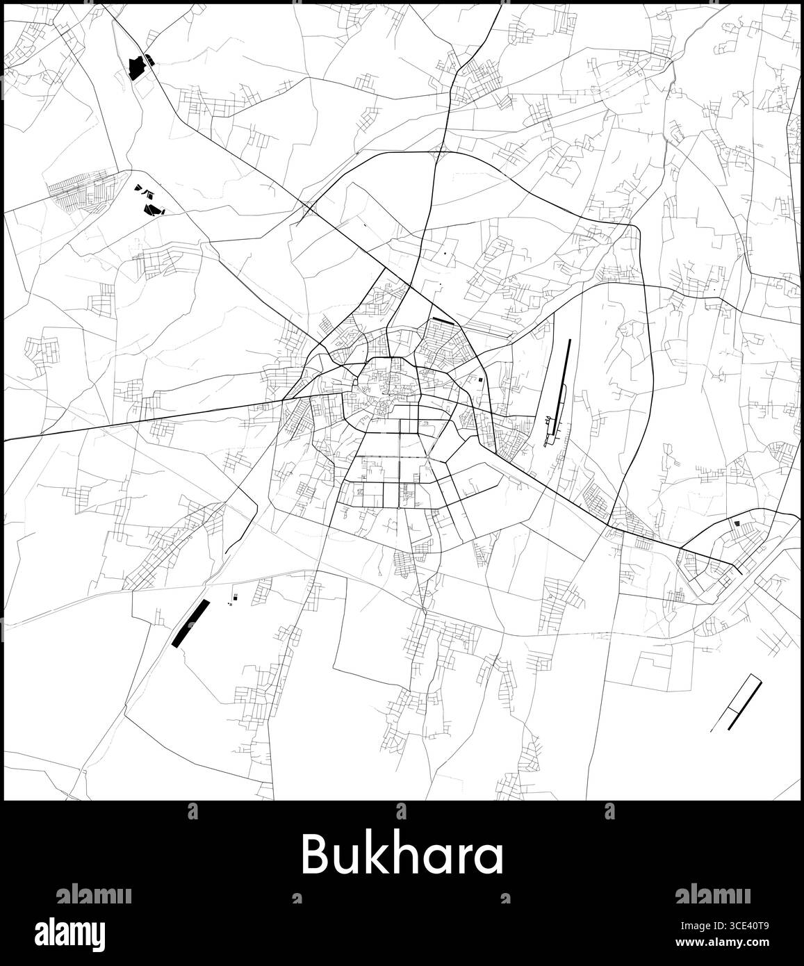 Bukhara city map, Uzbekistan - Topographic vector map poster Stock ...