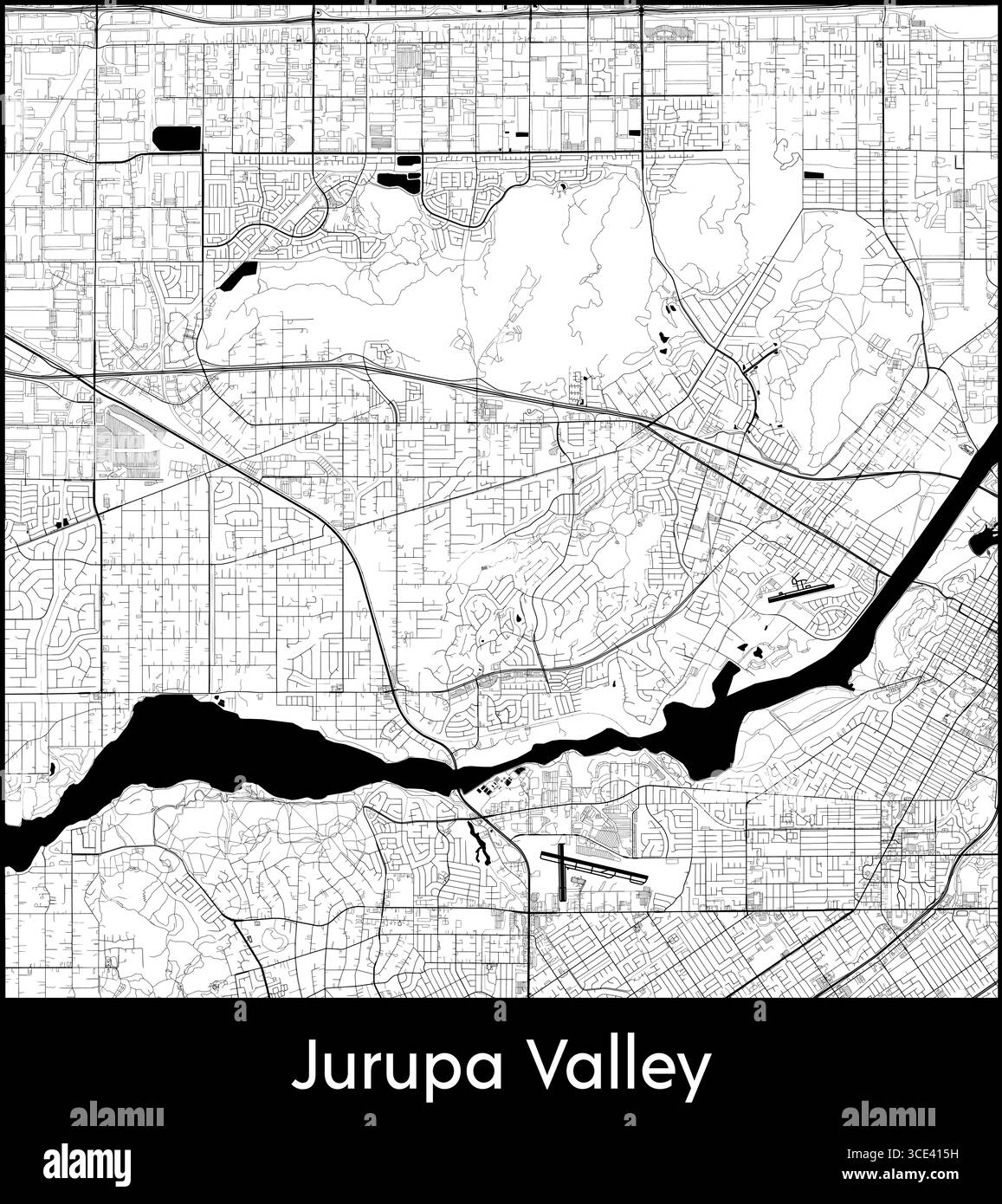 Jurupa Valley city map, United States - Topographic vector map poster ...