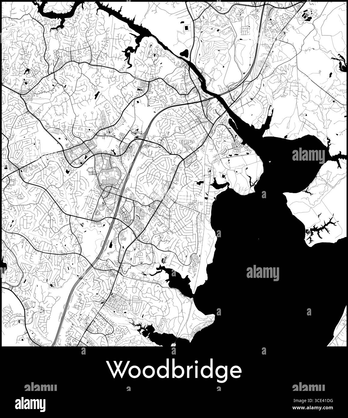 Woodbridge city map, United States - Topographic vector map poster ...