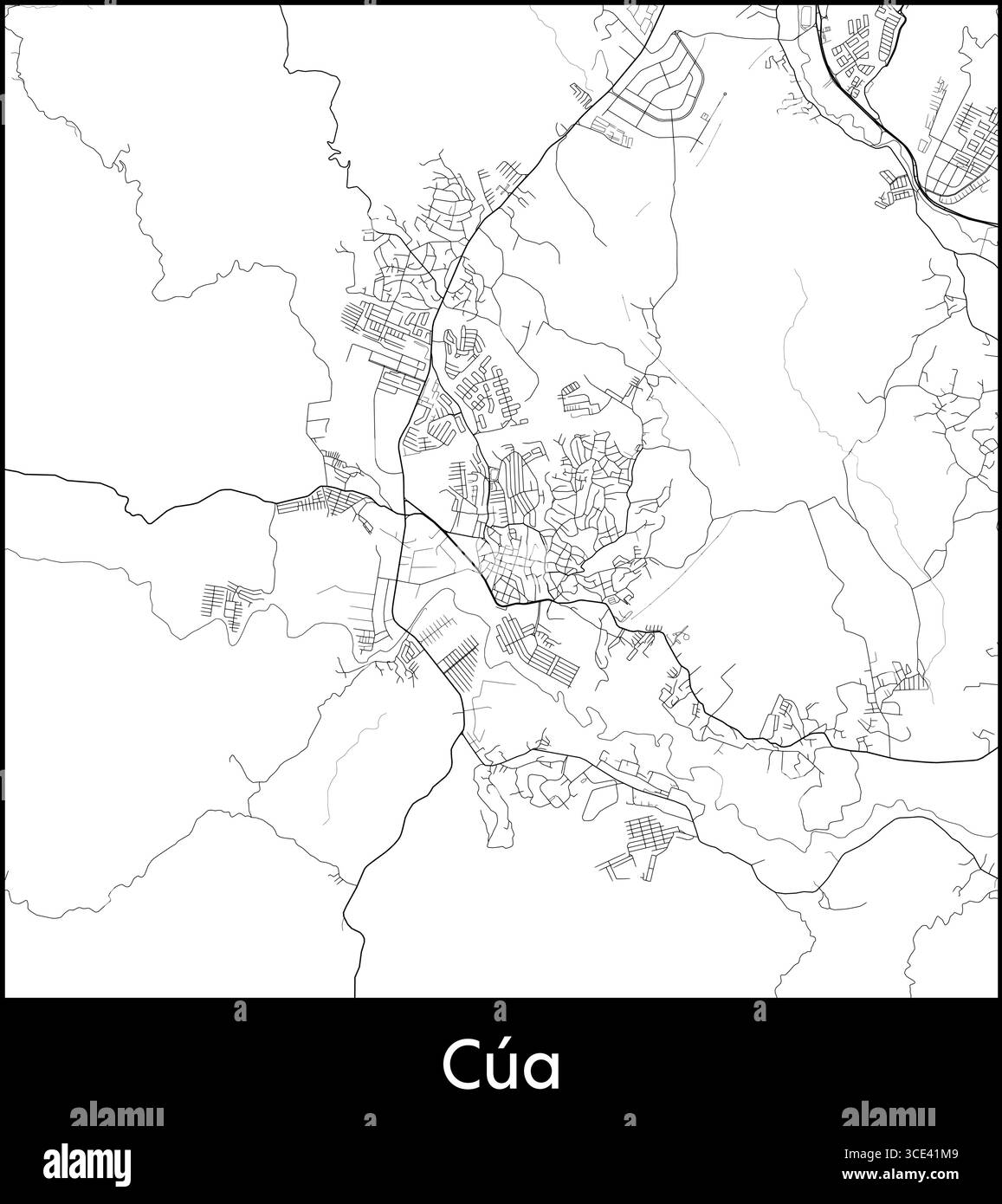 Cua city map, Venezuela - Topographic vector map poster Stock Vector ...
