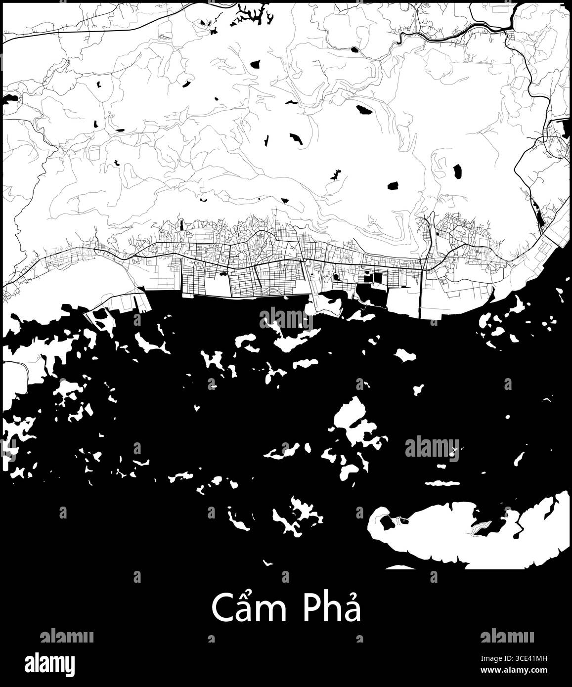 Cam Pha city map, Vietnam - Topographic vector map poster Stock Vector ...