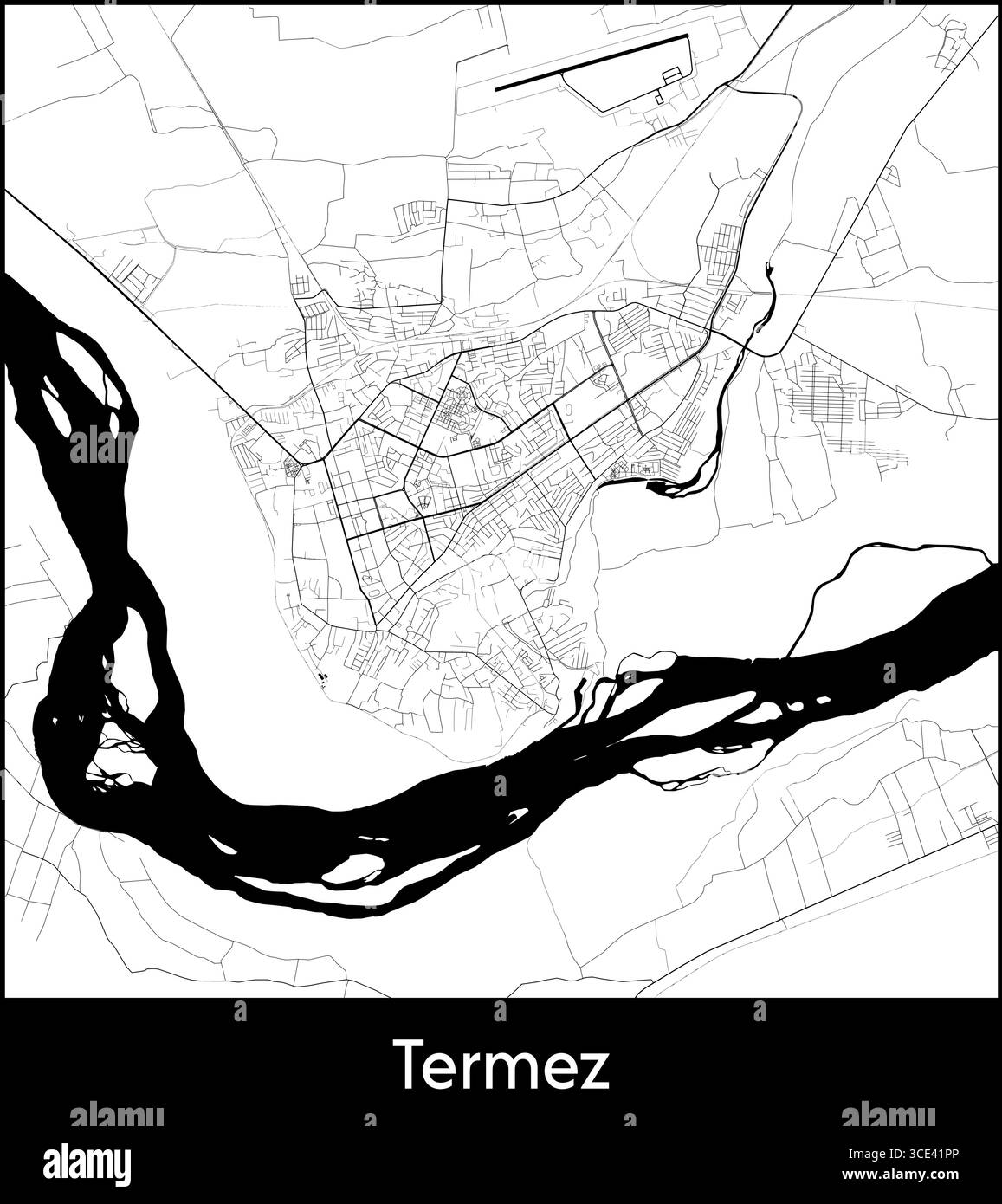 Termez city map, Uzbekistan - Topographic vector map poster Stock ...