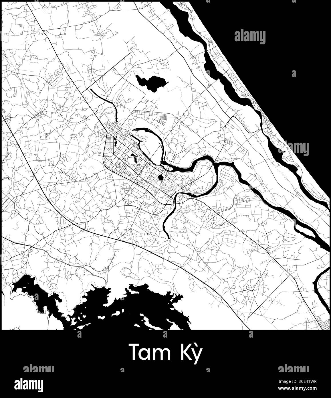 Tam Ky city map, Vietnam - Topographic vector map poster Stock Vector ...