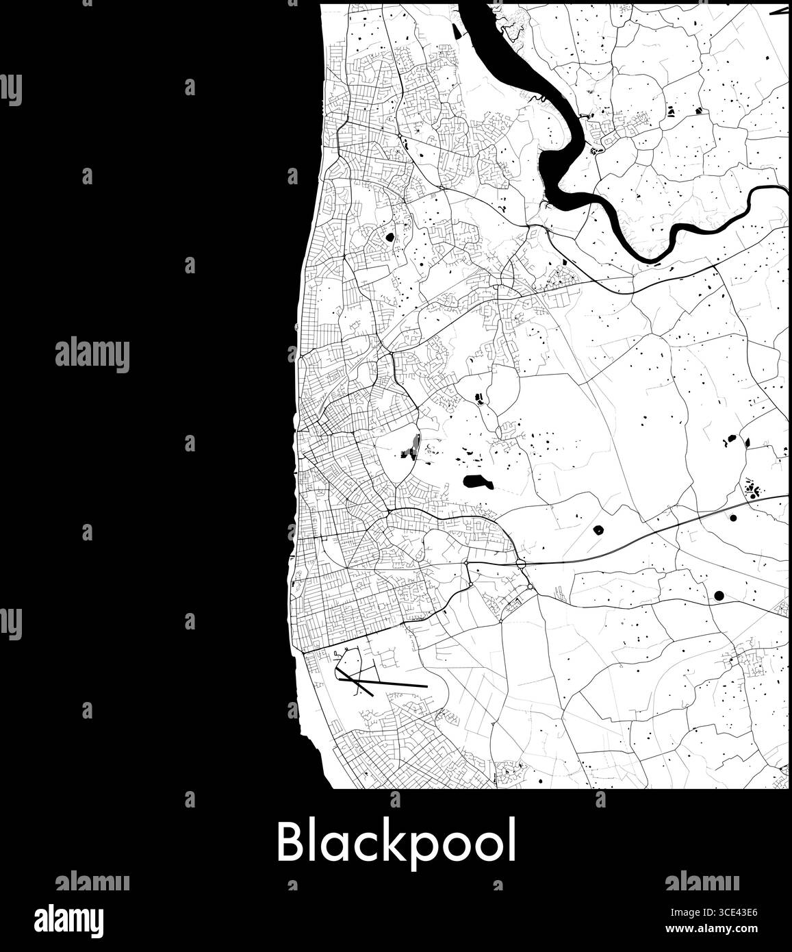 Blackpool city map, United Kingdom - Topographic vector map poster ...