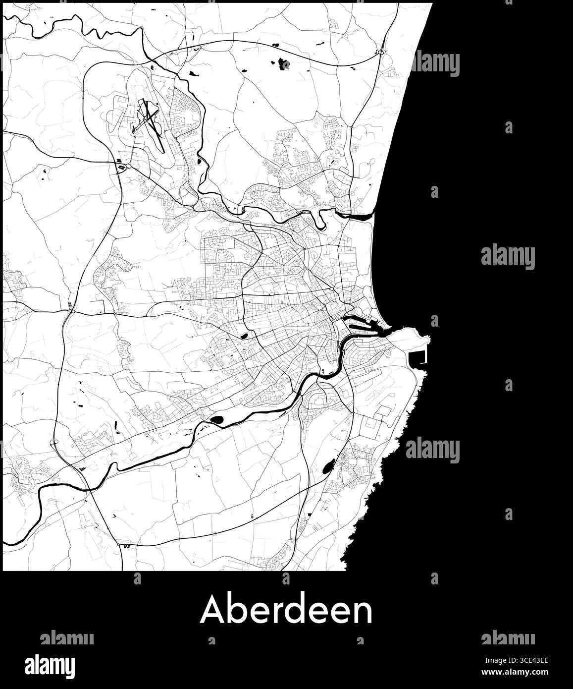 Black white aberdeen street Stock Vector Images - Alamy
