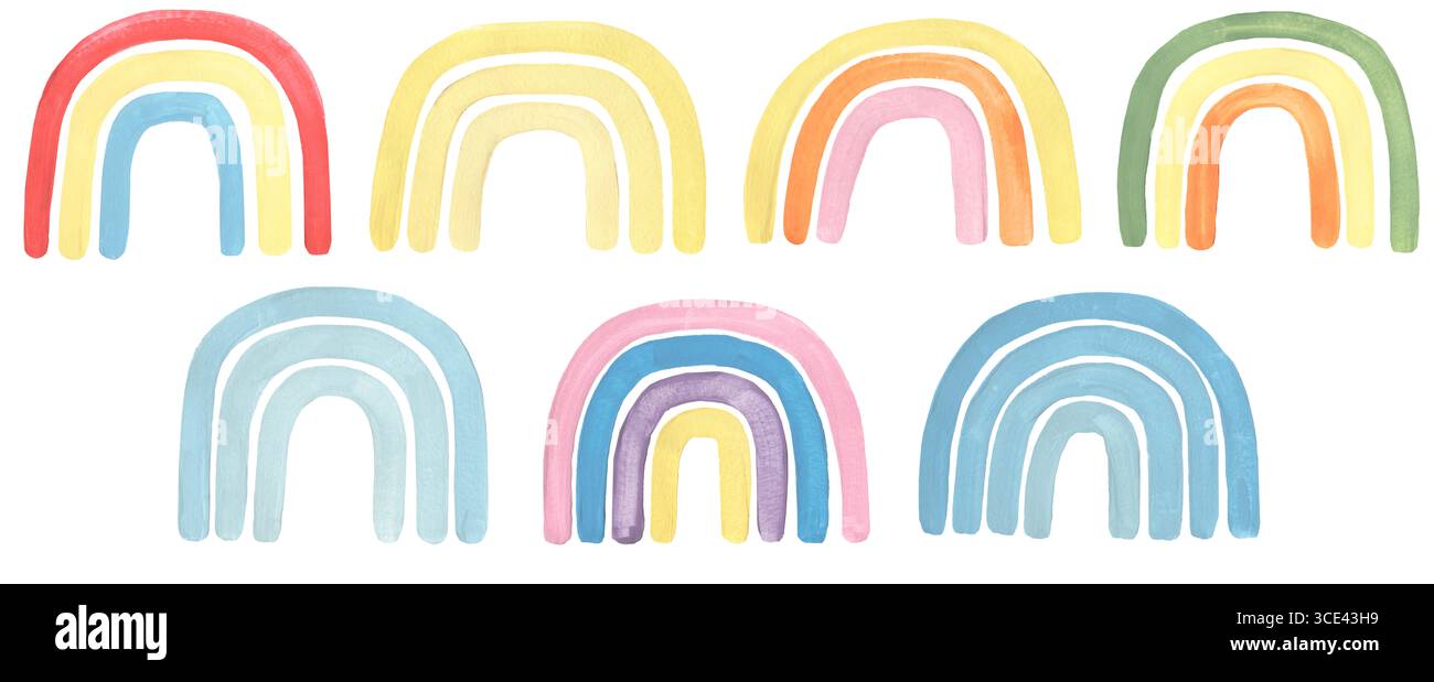 Acrylic Colorful Rainbow Illustration Set, Delicate Hand Painted ...