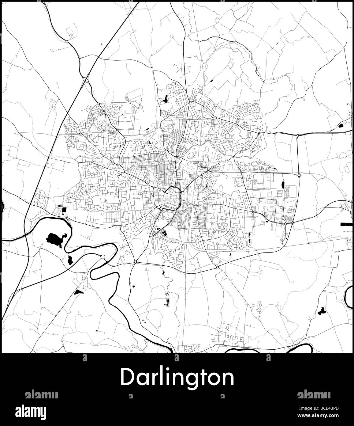 Darlington vector outline map Black and White Stock Photos & Images - Alamy