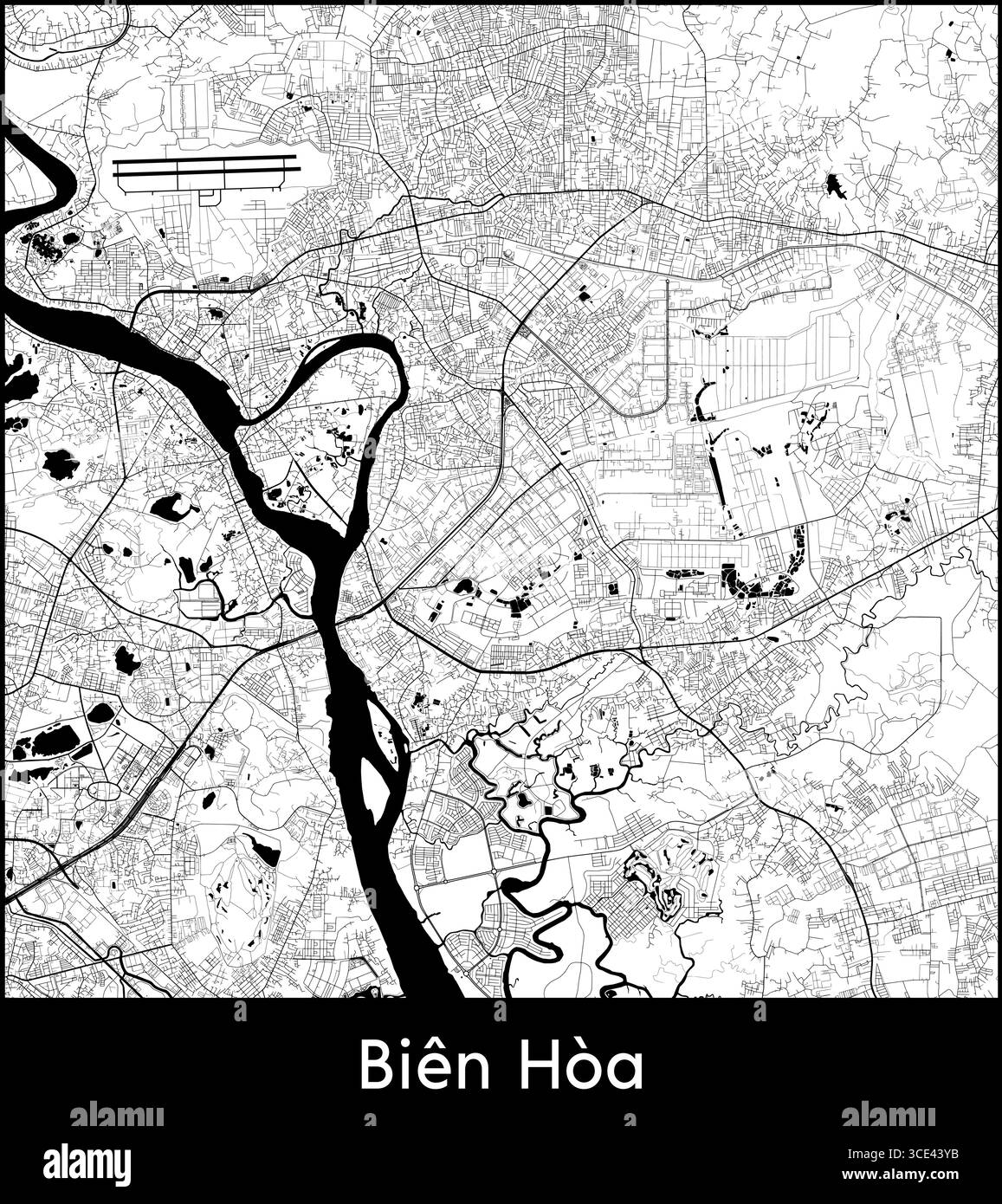 Bien Hoa city map, Vietnam - Topographic vector map poster Stock Vector ...