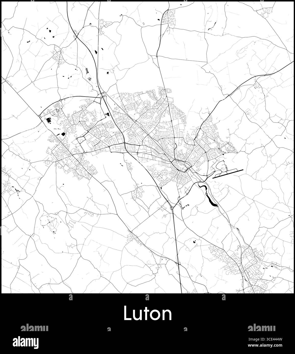 Luton city map, United Kingdom - Topographic vector map poster Stock ...