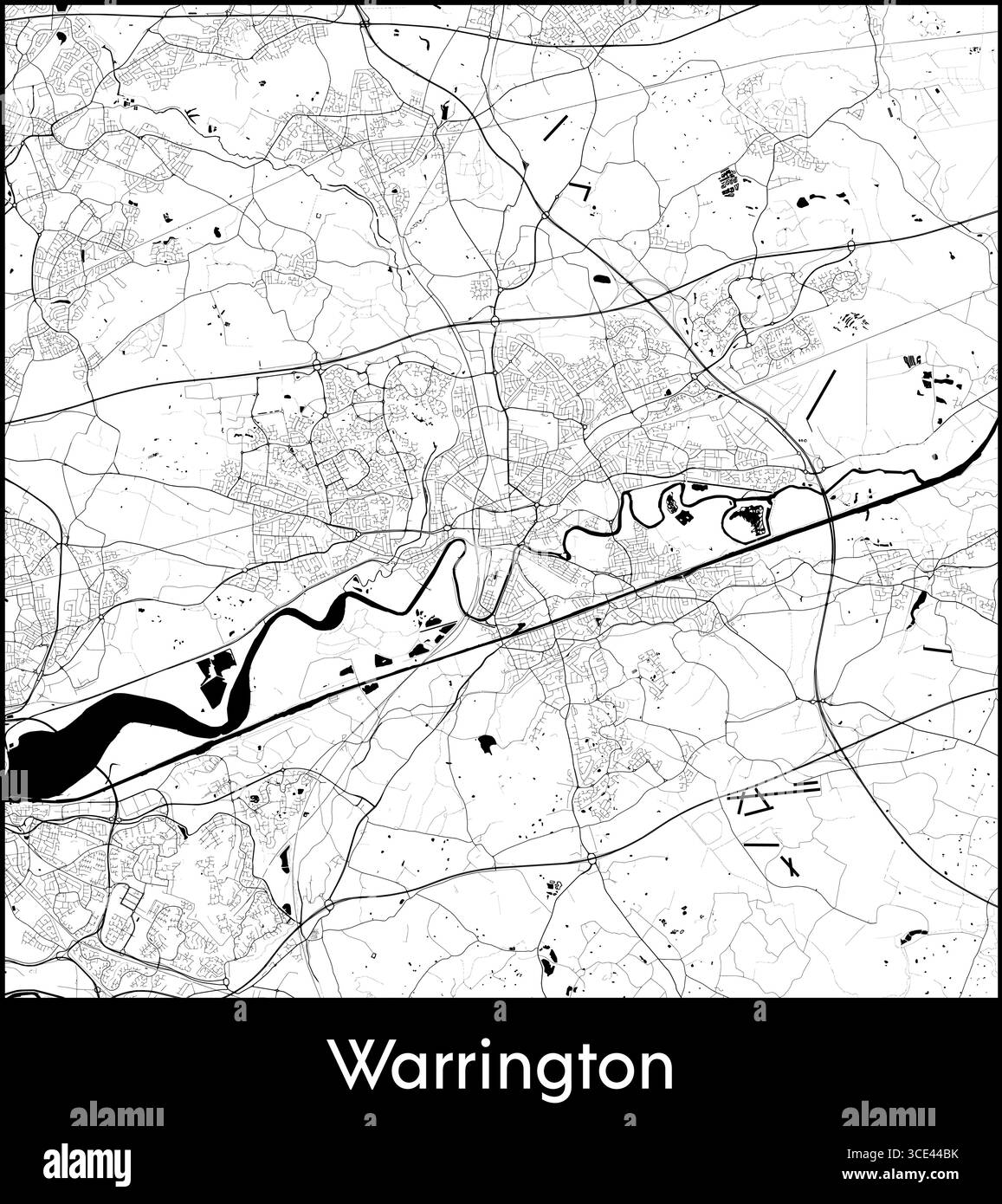 Warrington city map, United Kingdom - Topographic vector map poster ...