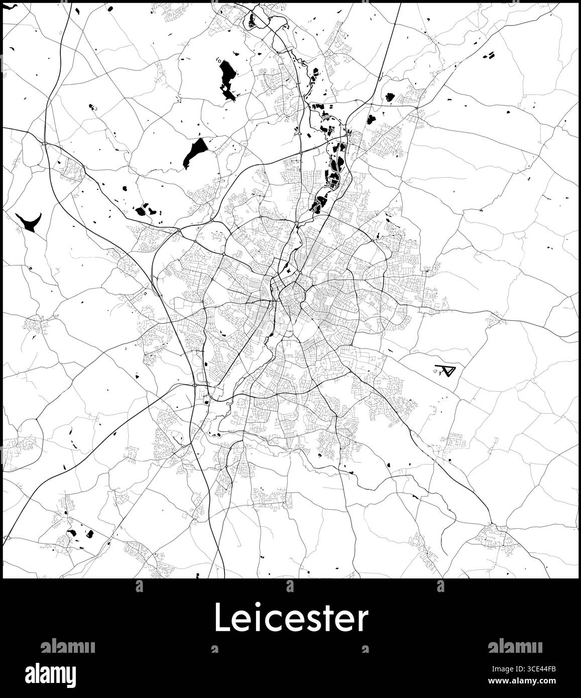 Leicester city map, United Kingdom - Topographic vector map poster ...