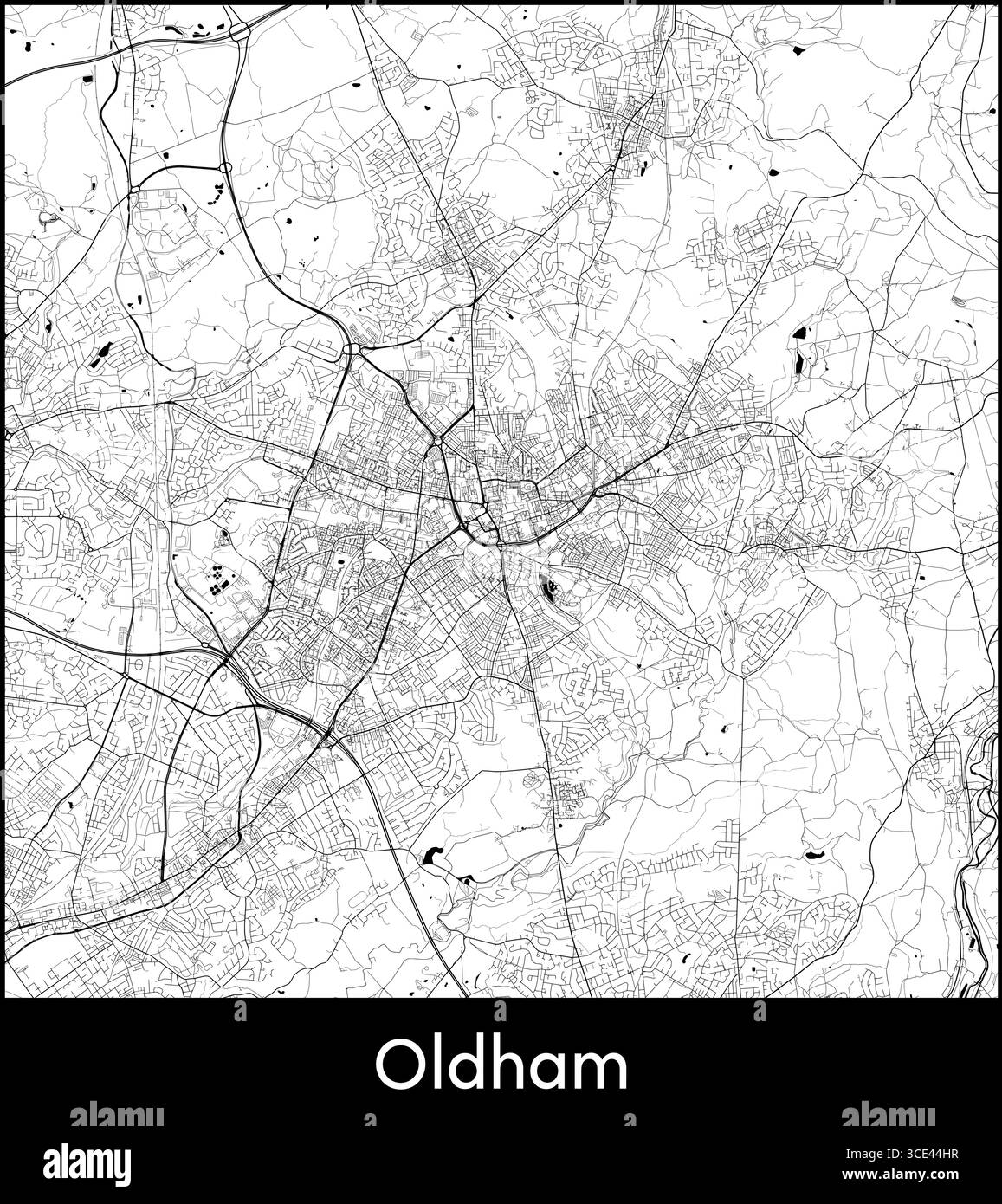 Oldham outline map Black and White Stock Photos & Images - Alamy