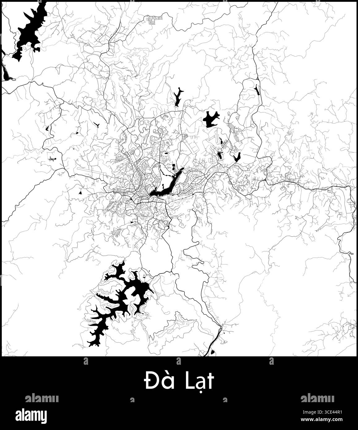 Da Lat city map, Vietnam - Topographic vector map poster Stock Vector ...