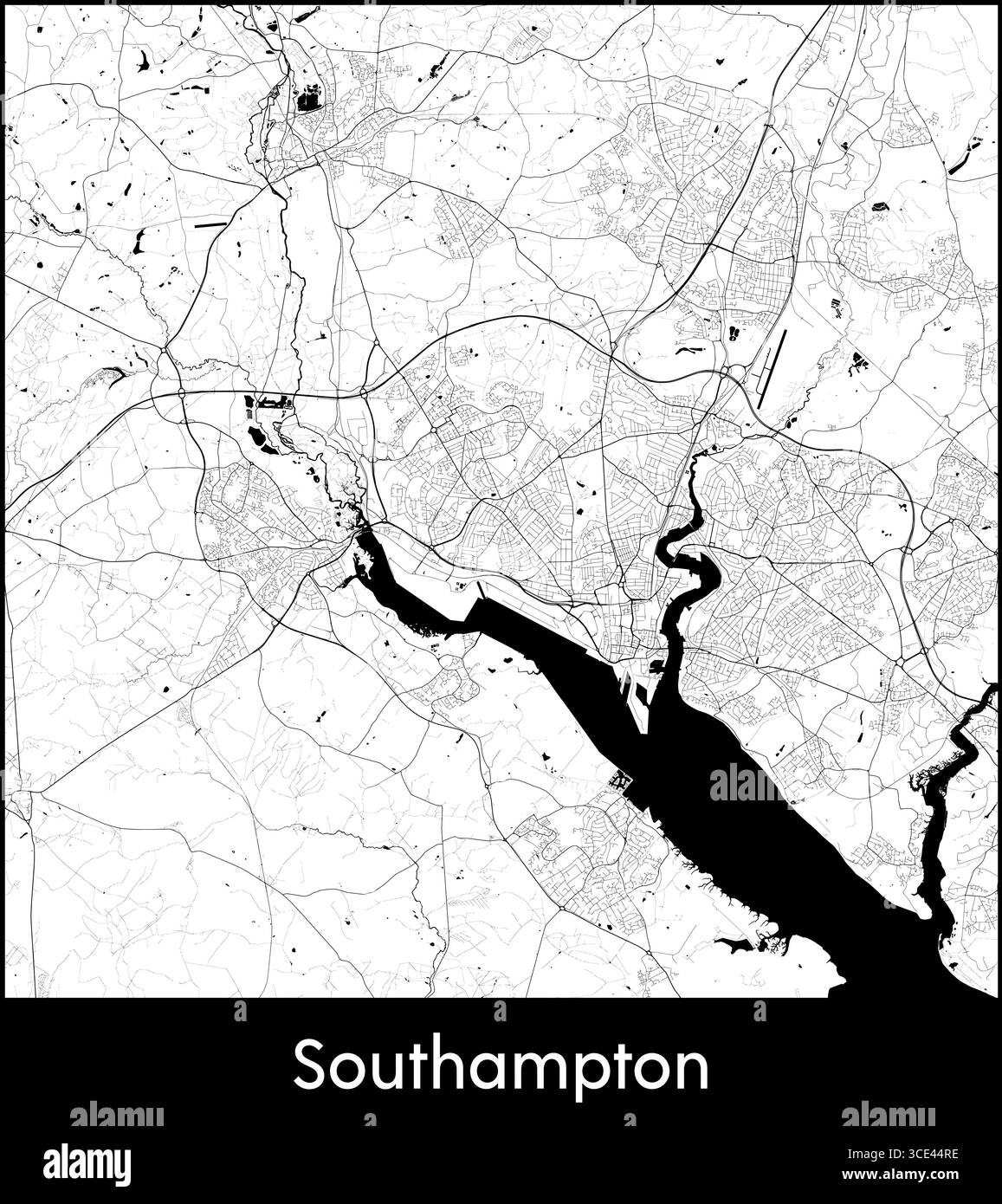 Southampton vector outline map Black and White Stock Photos & Images ...