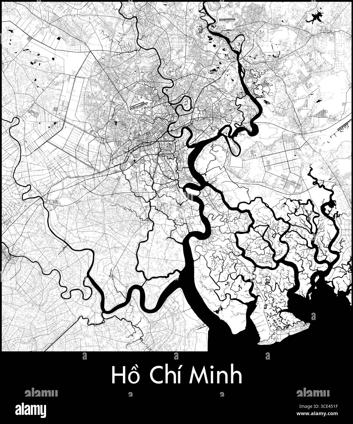 Ho Chi Minh city map, Vietnam - Topographic vector map poster Stock ...