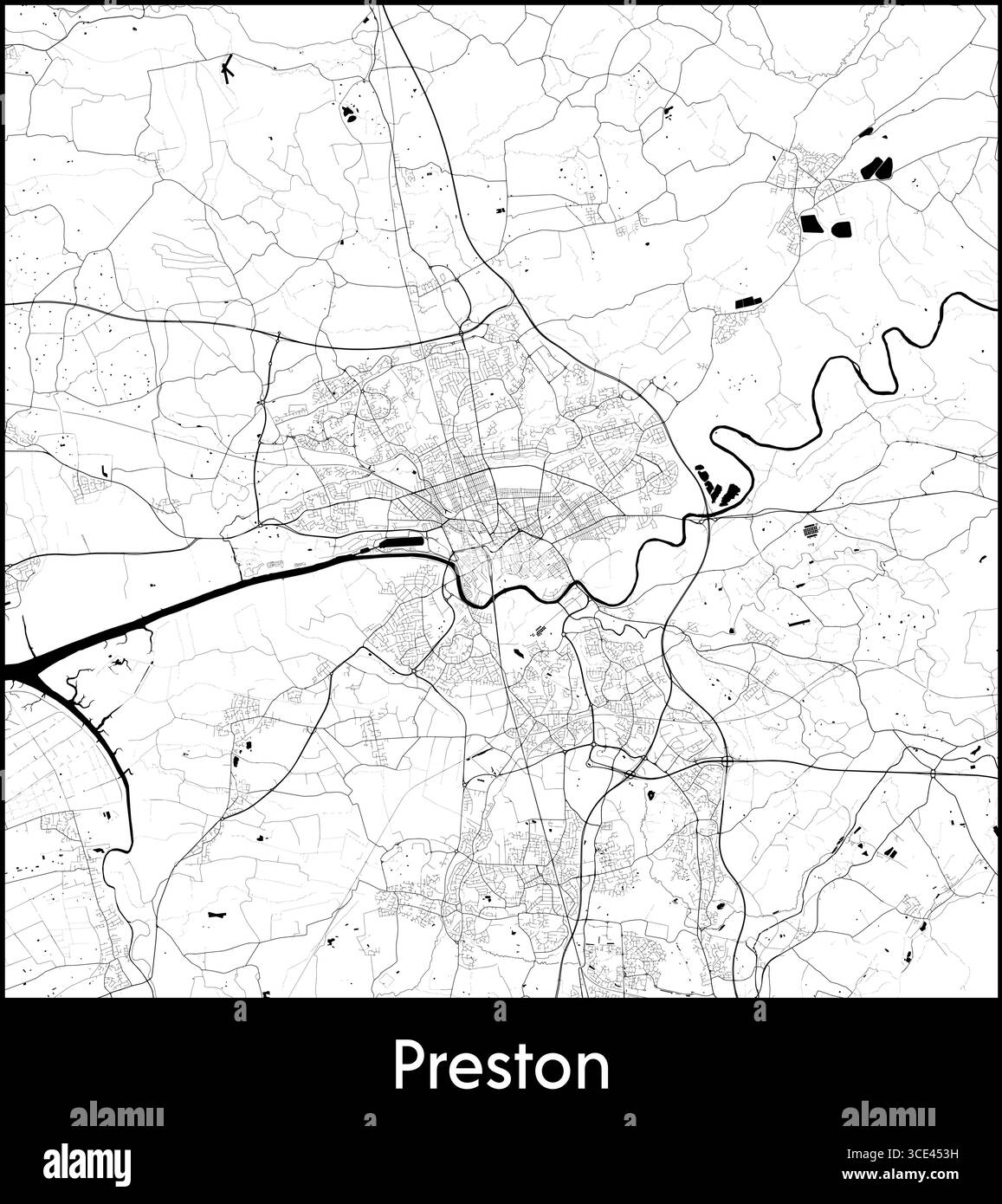 Preston vector outline map Black and White Stock Photos & Images - Alamy