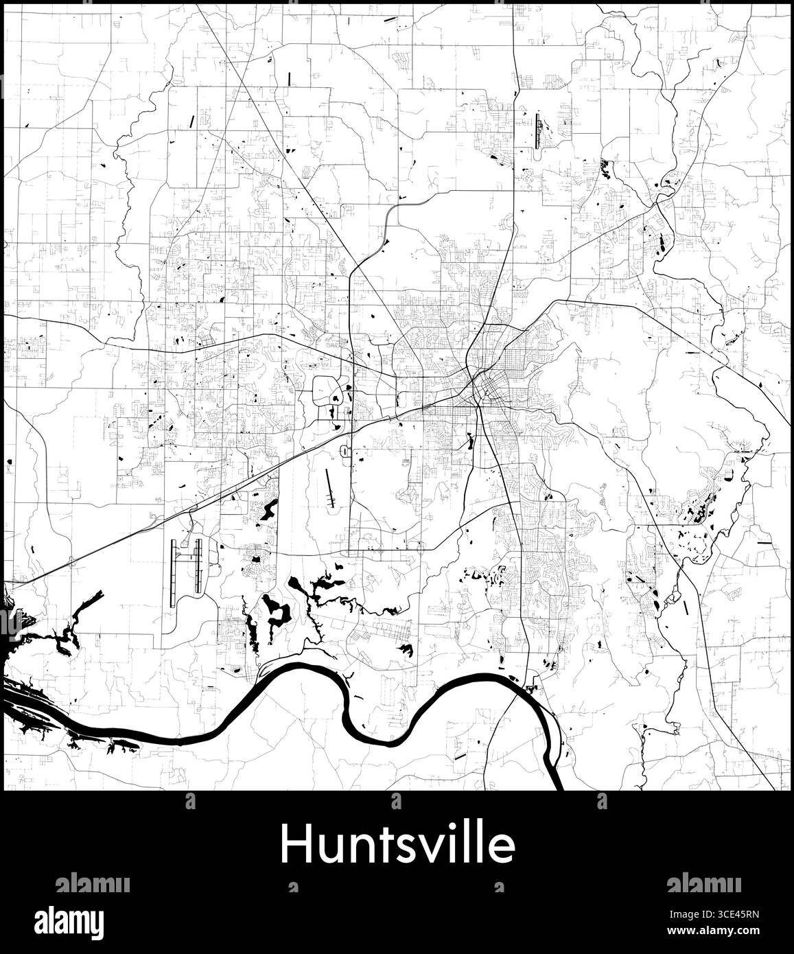 Huntsville city map, United States - Topographic vector map poster ...