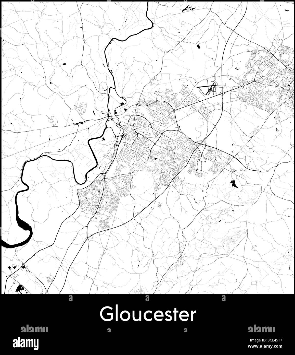 Gloucester city map, United Kingdom - Topographic vector map poster ...