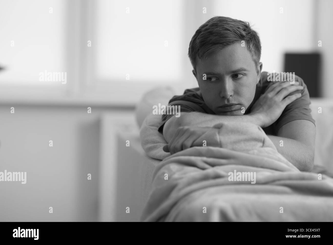 Exhausted thoughtful Black and White Stock Photos & Images - Alamy