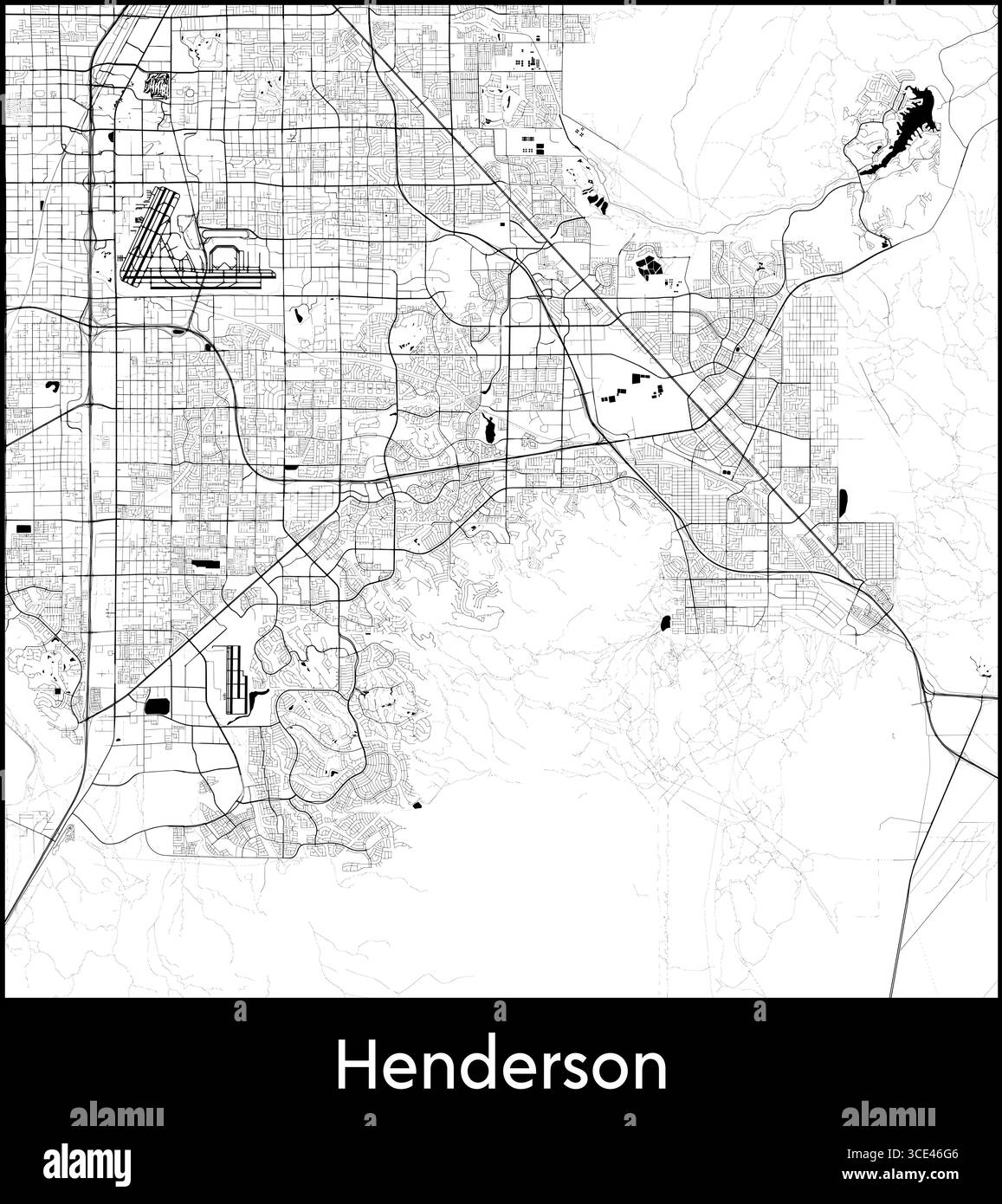 Henderson city map, United States - Topographic vector map poster Stock ...