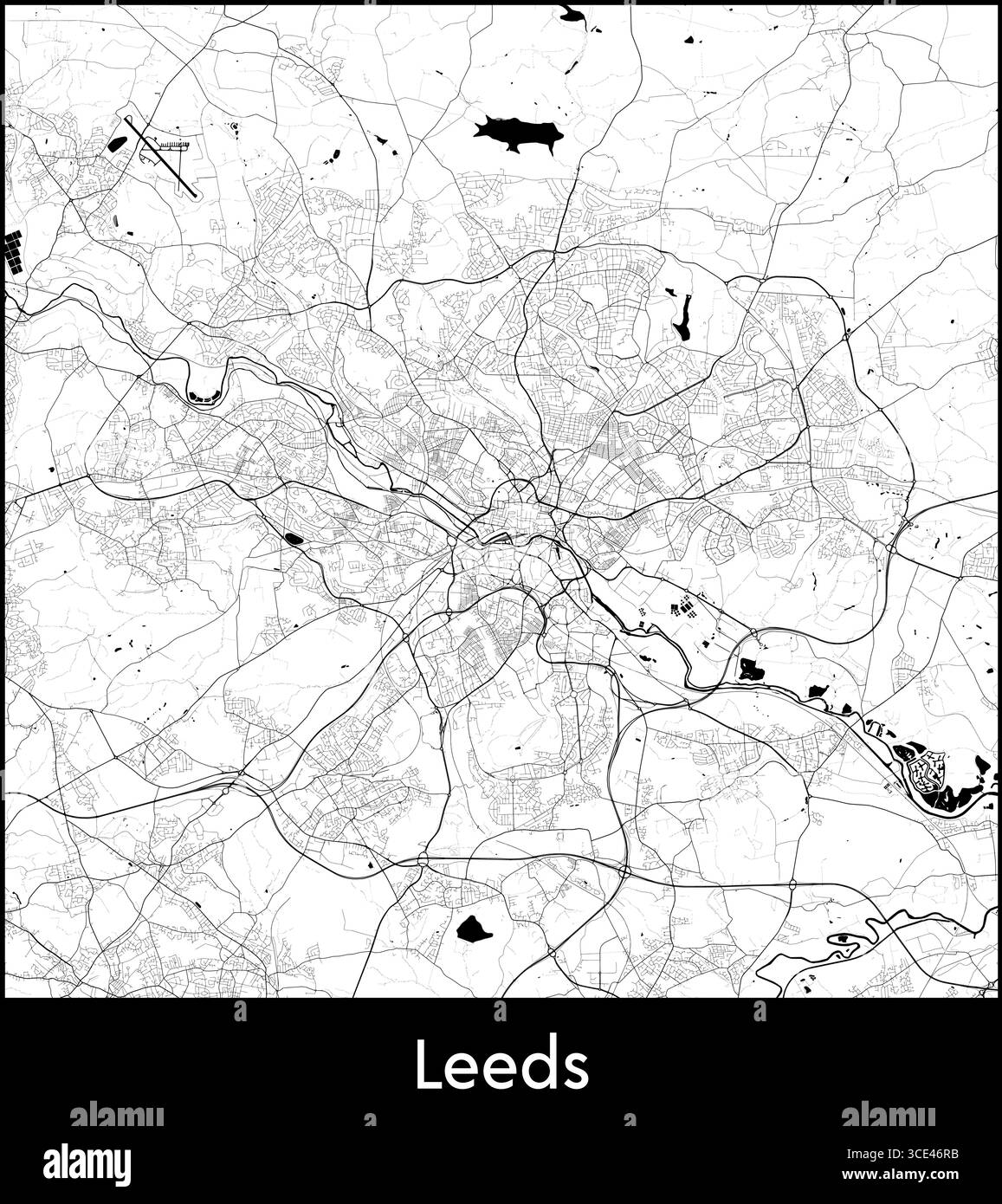Leeds city map, United Kingdom - Topographic vector map poster Stock ...