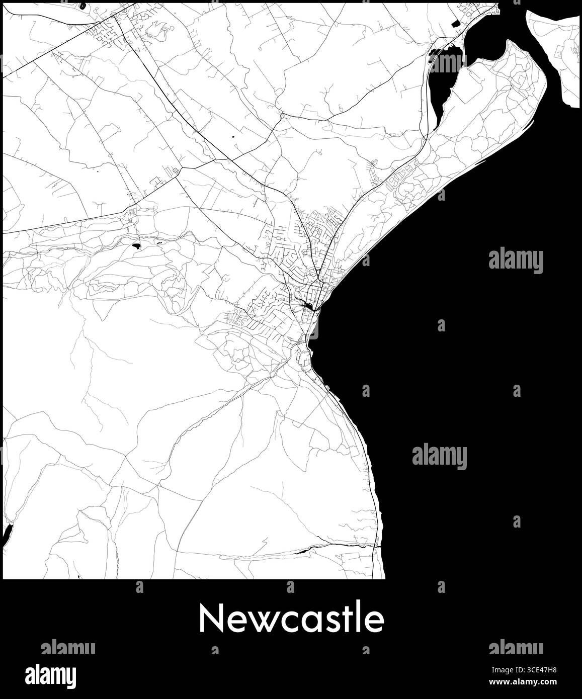 Newcastle city map, United Kingdom - Topographic vector map poster ...