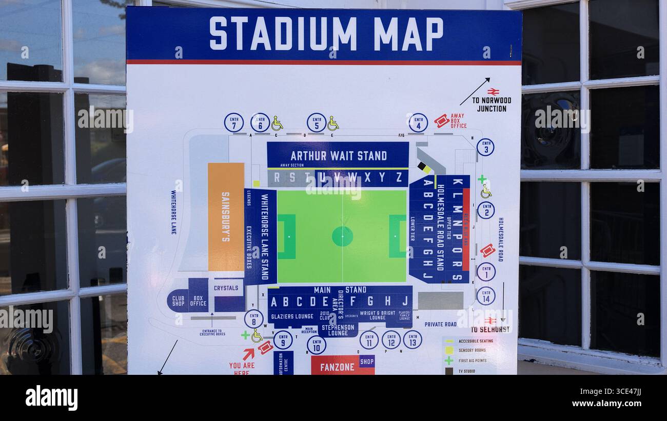 LONDON, UK - AUGUST 5, 2025 - Detailed stadium map providing guidance ...