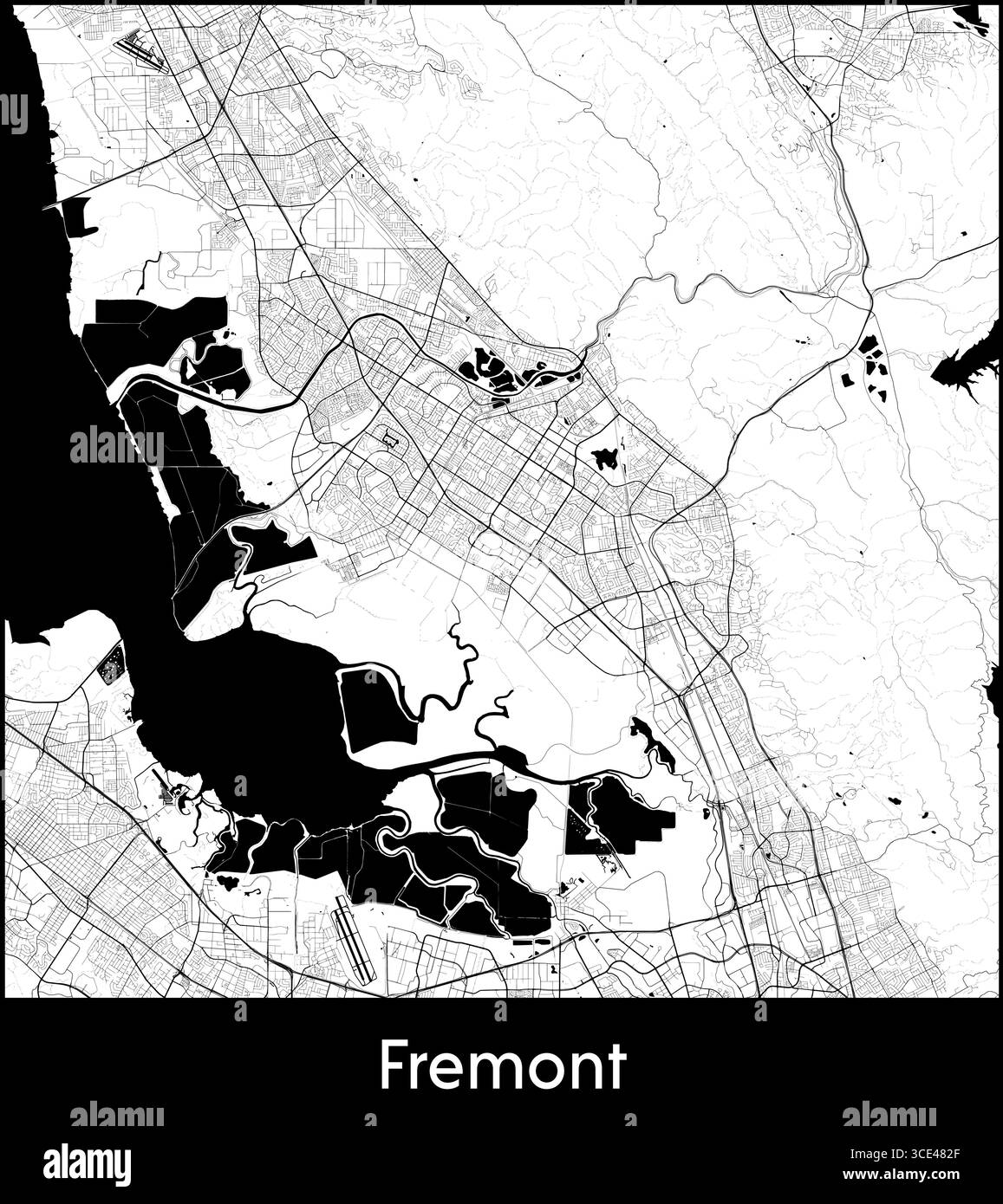 Fremont vector map Black and White Stock Photos & Images - Alamy