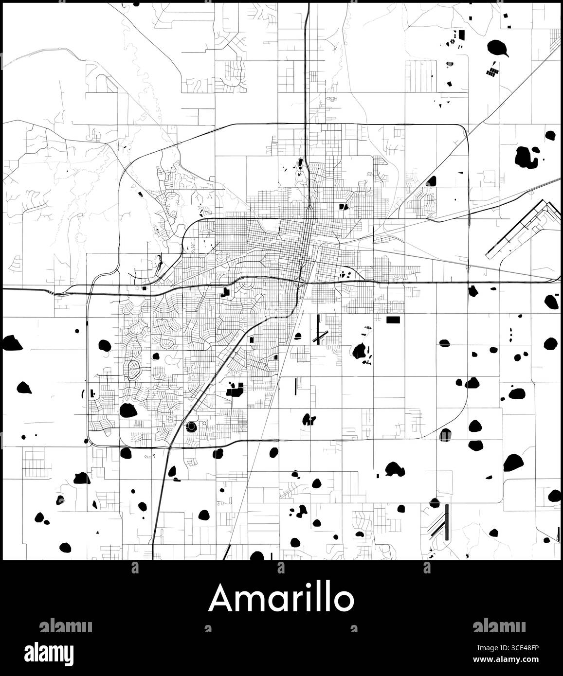 Amarillo city map, United States - Topographic vector map poster Stock ...