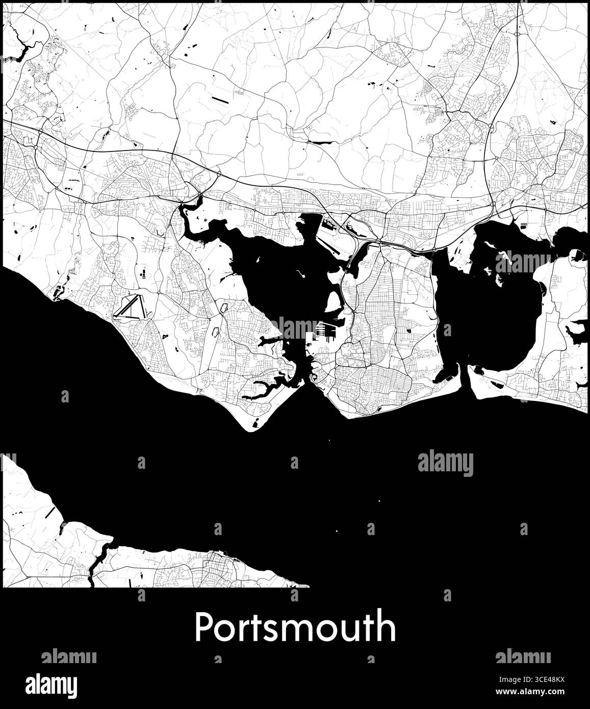 Portsmouth city map, United Kingdom - Topographic vector map poster ...