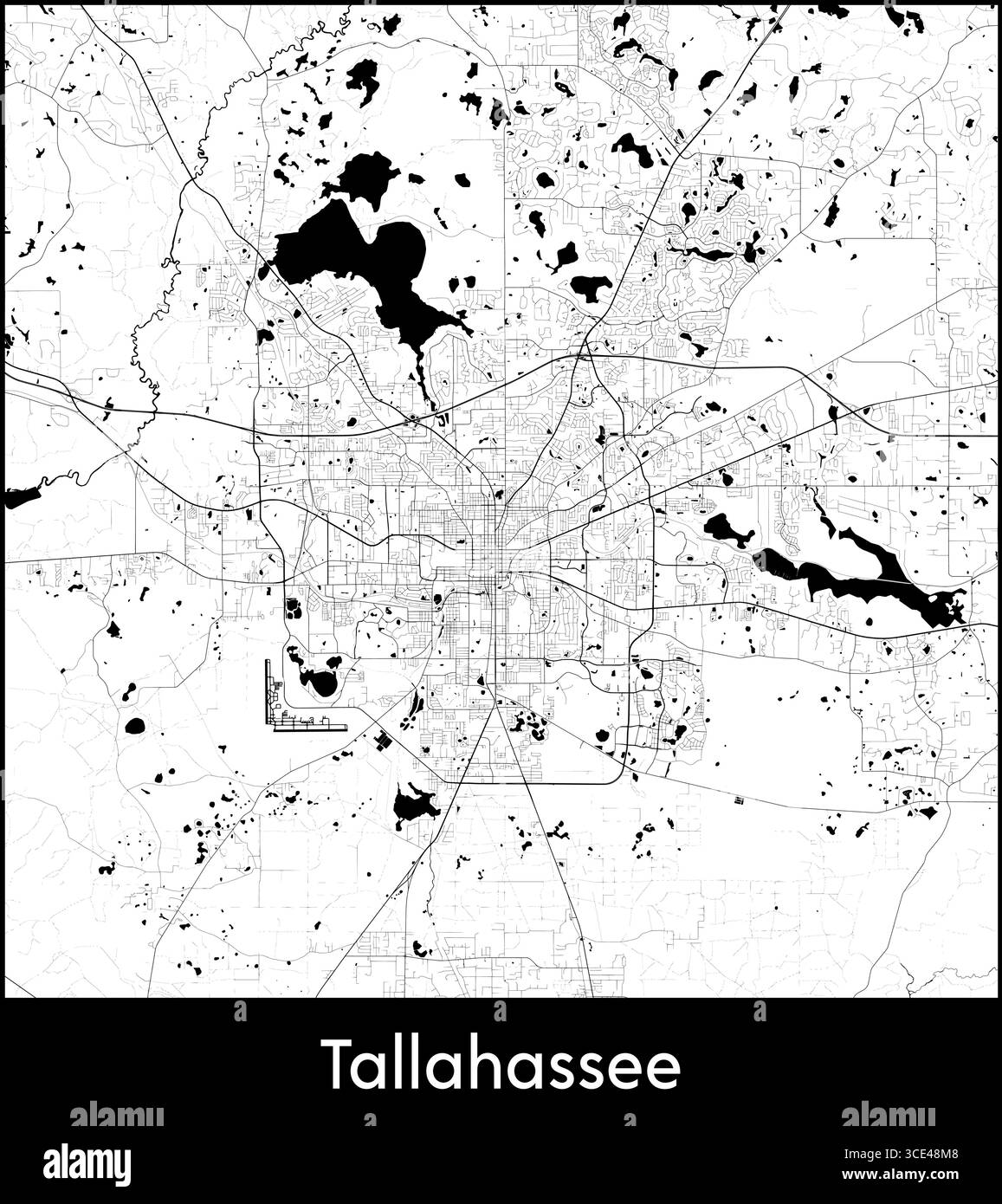 Tallahassee city map, United States - Topographic vector map poster ...