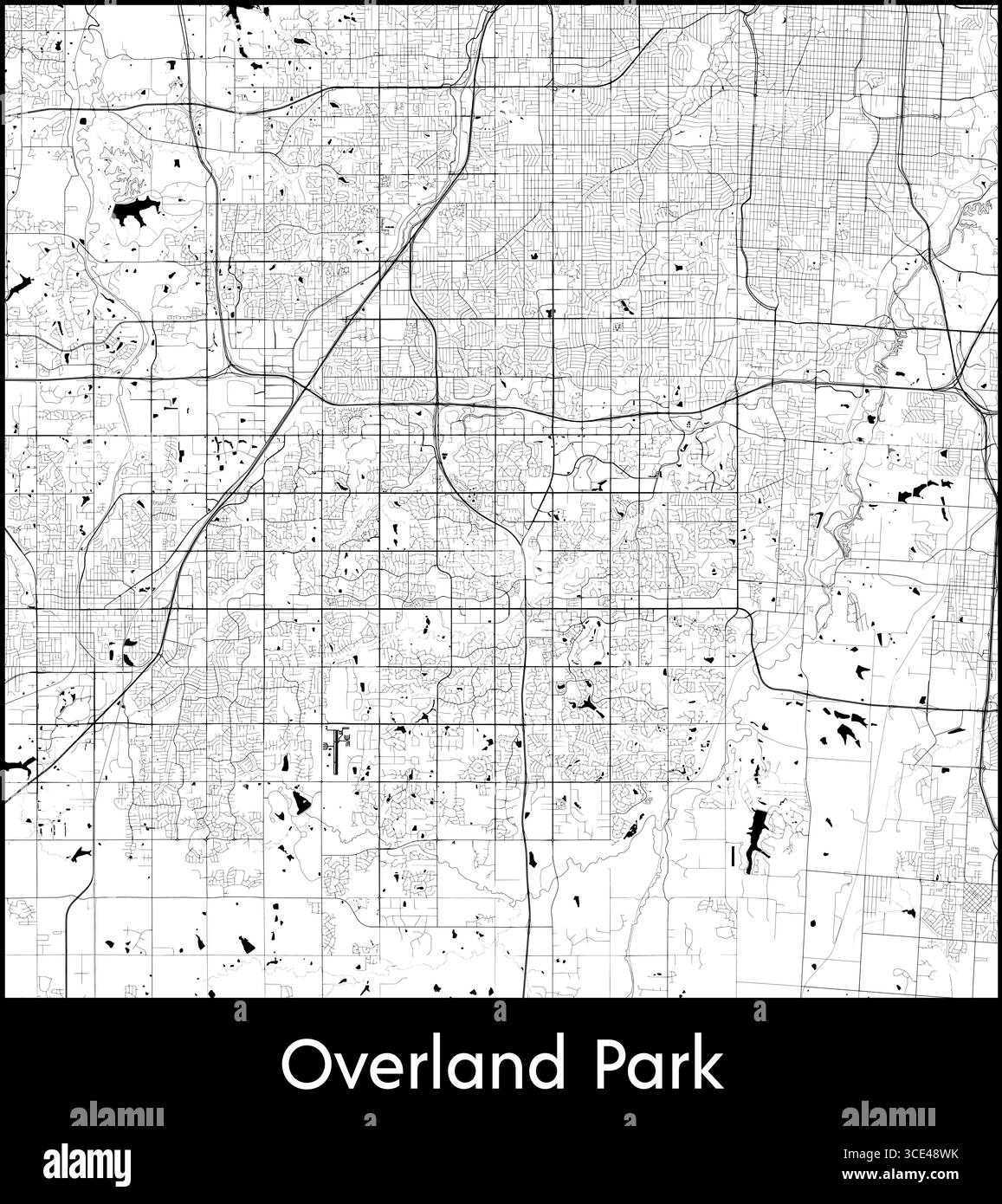 Overland Park city map, United States - Topographic vector map poster ...