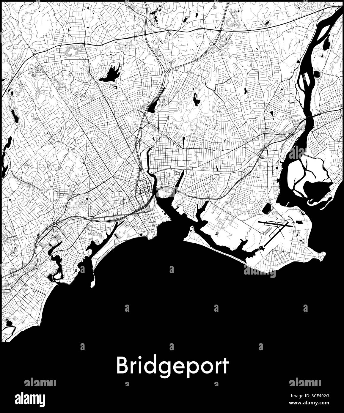 Bridgeport city map, United States - Topographic vector map poster ...