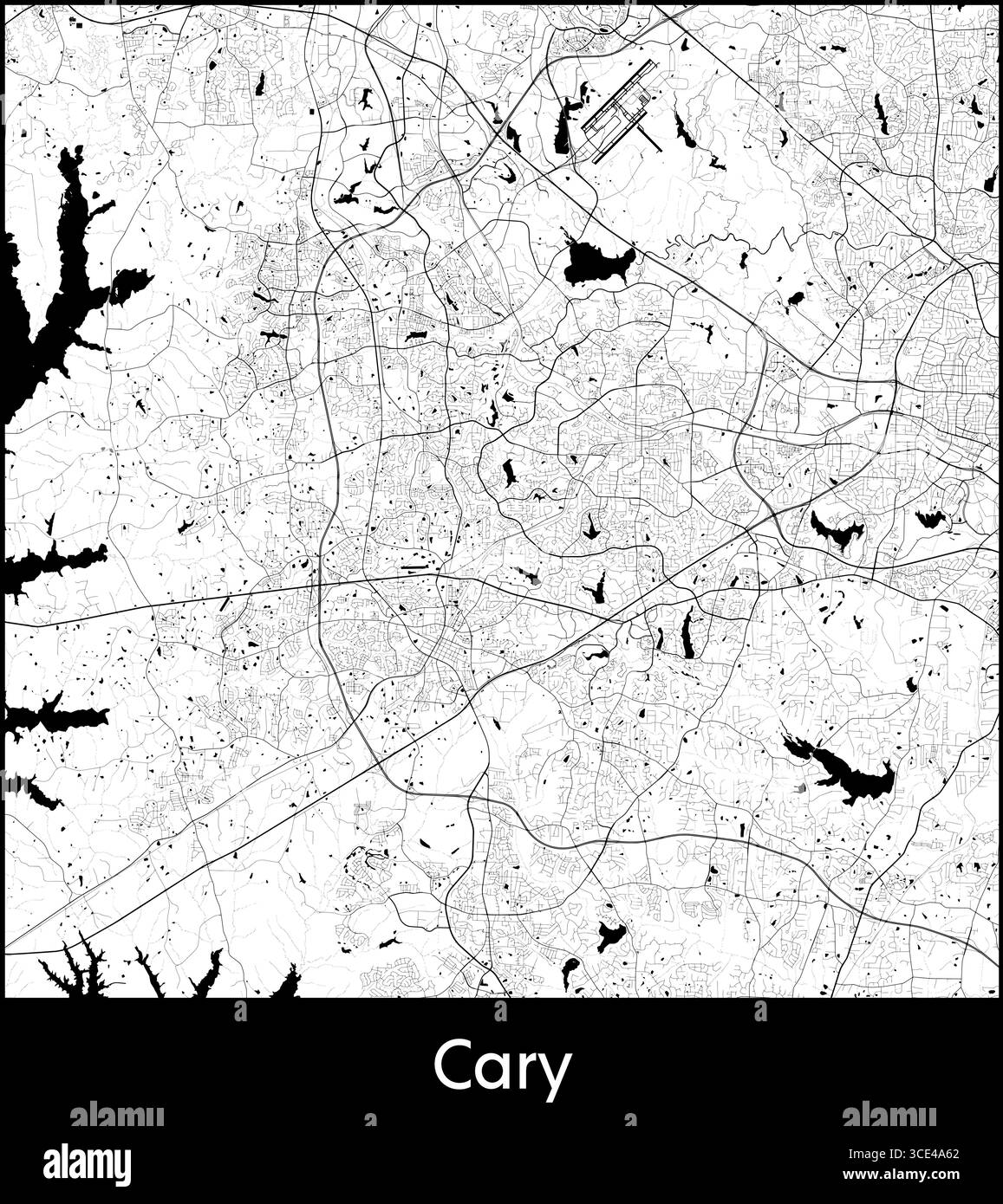 Cary city map, United States - Topographic vector map poster Stock ...