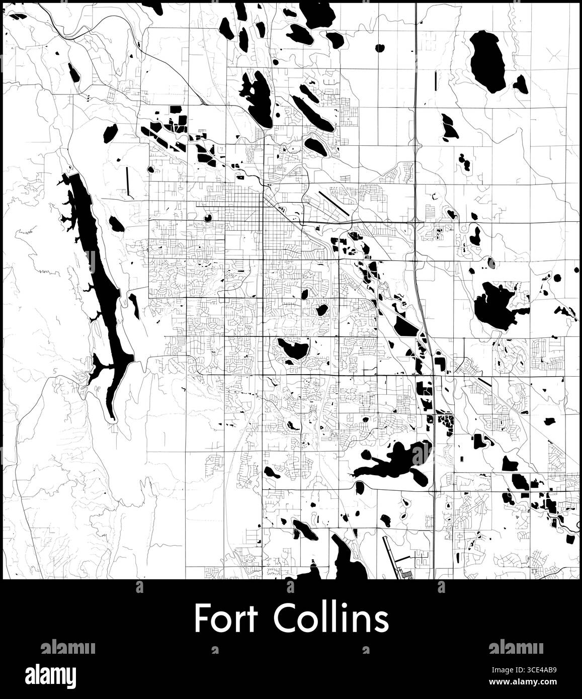 Fort Collins city map, United States - Topographic vector map poster ...