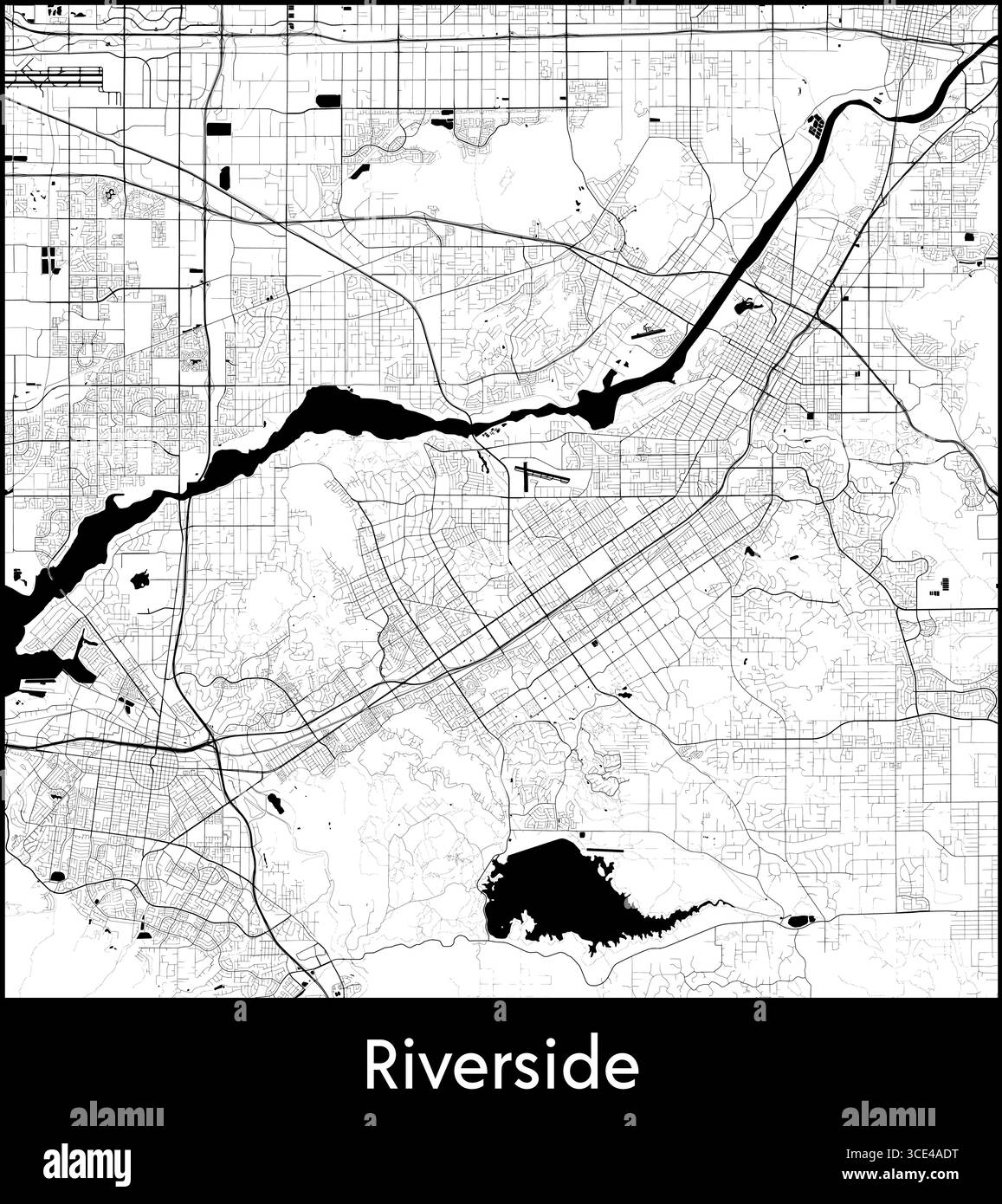 Riverside city map, United States - Topographic vector map poster Stock ...