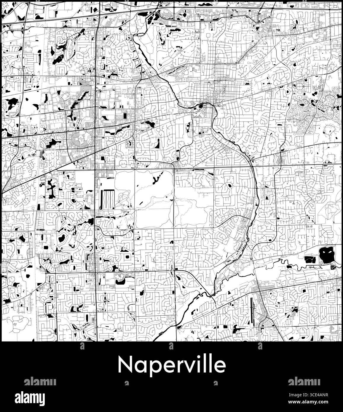 Naperville city map, United States - Topographic vector map poster ...