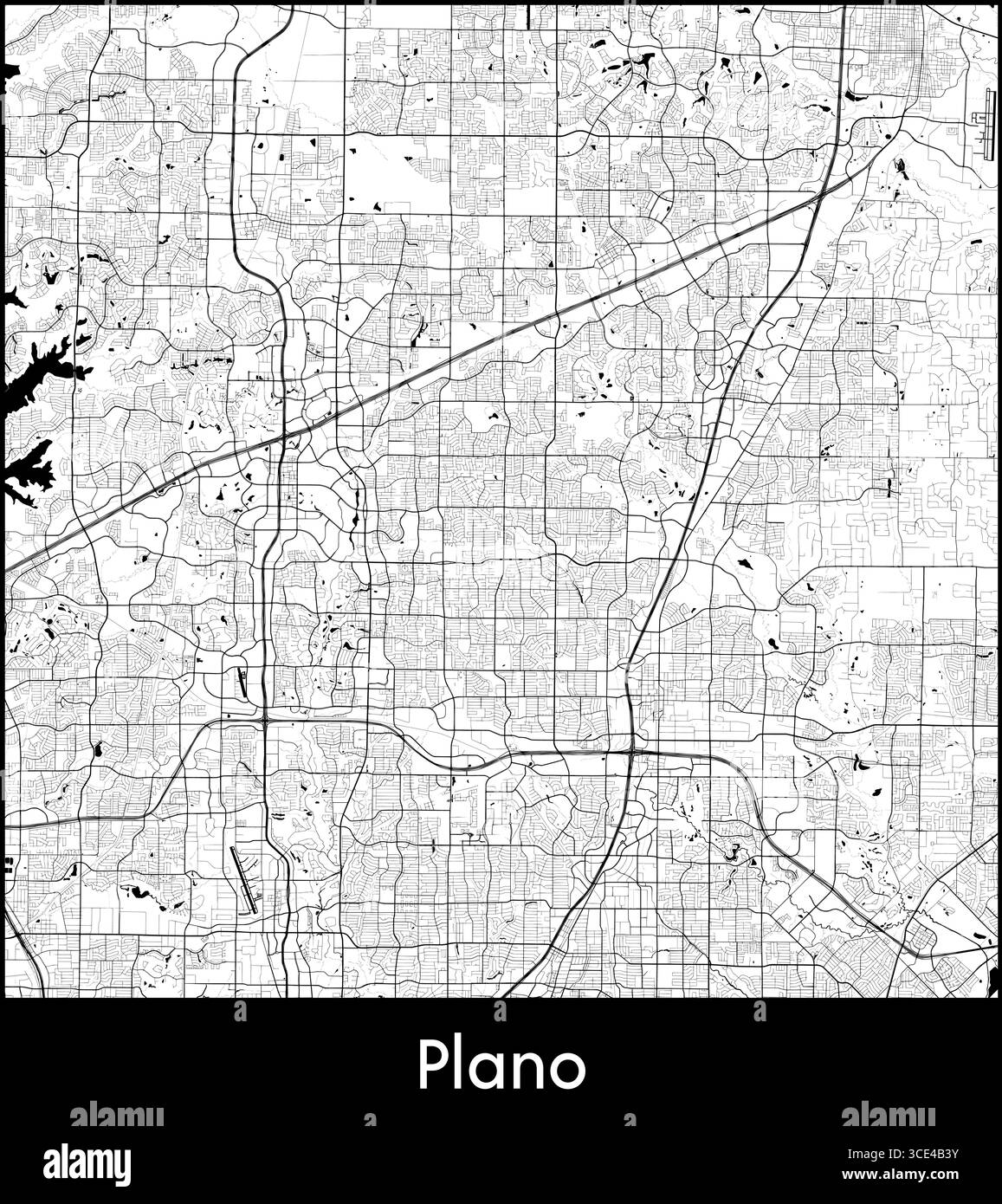 Plano city map, United States - Topographic vector map poster Stock ...