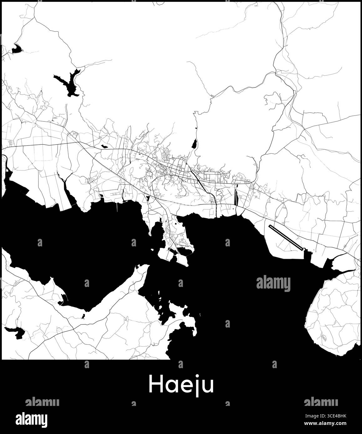 Haeju city map, North Korea - Topographic vector map poster Stock ...