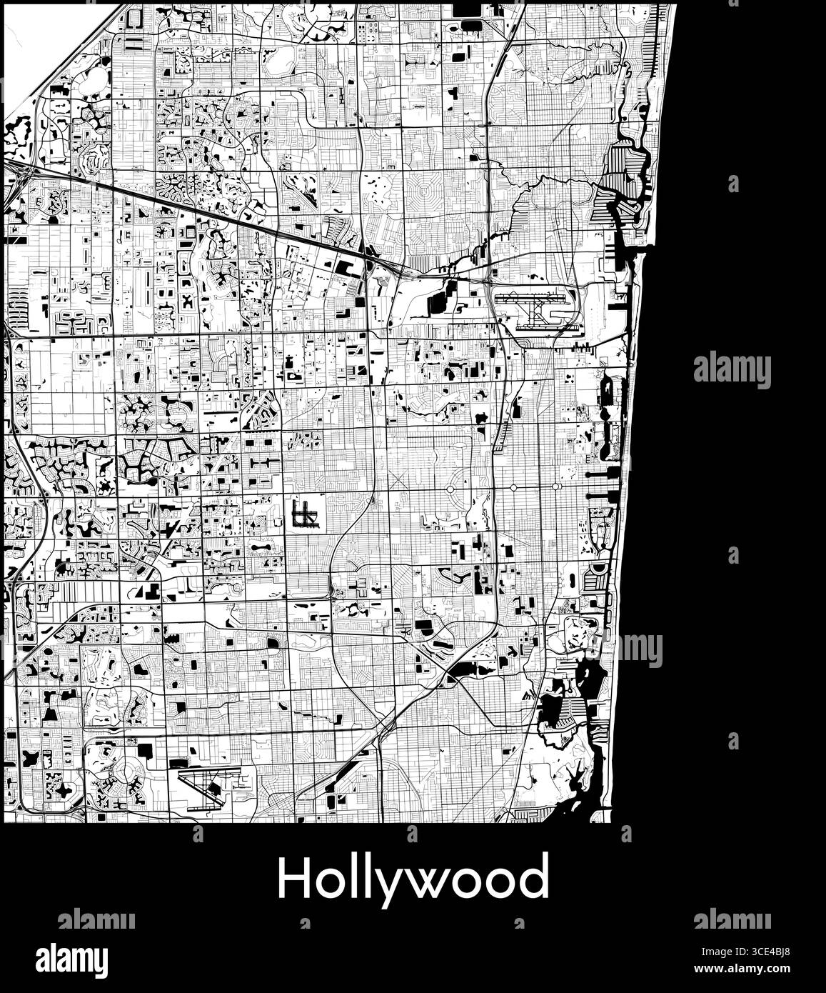 Hollywood city map, United States - Topographic vector map poster Stock ...