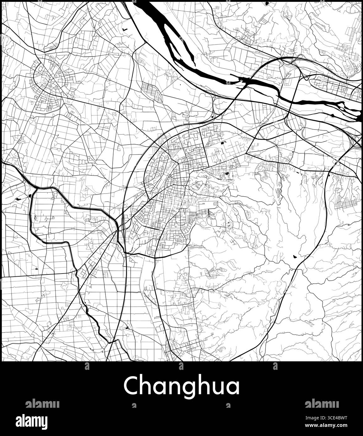 Changhua city map, Taiwan - Topographic vector map poster Stock Vector ...