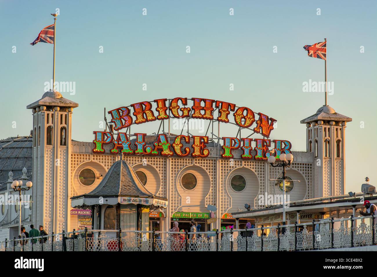 Brighton Palace Pier at sunset, Brighton, East Sussex, England, UK ...