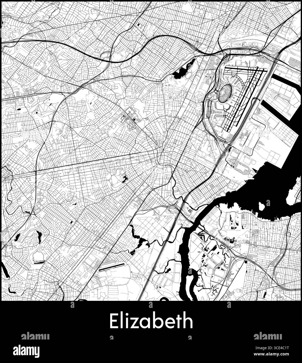 Elizabeth city map, United States - Topographic vector map poster Stock ...