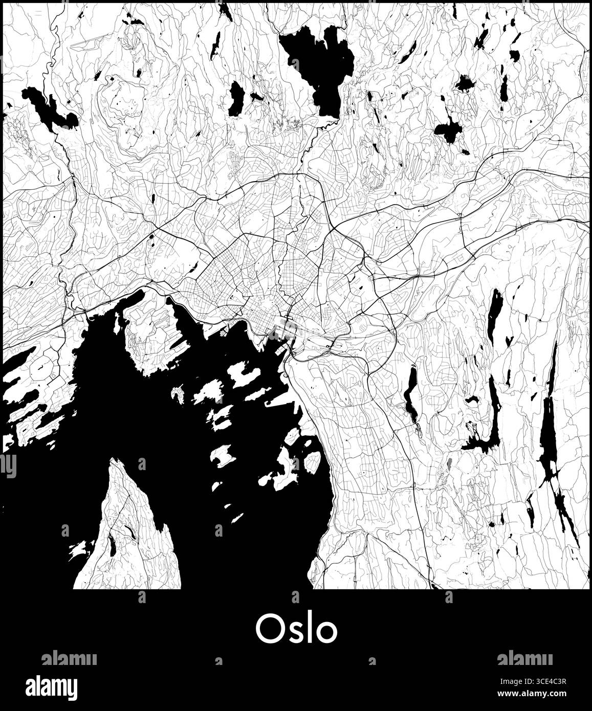 Oslo city map, Norway - Topographic vector map poster Stock Vector ...
