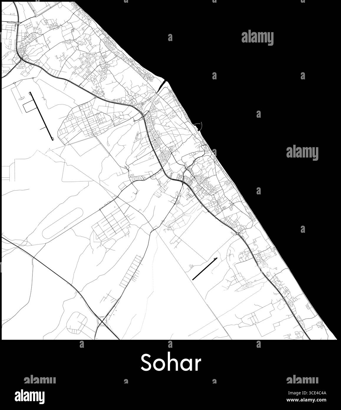 Sohar city map, Oman - Topographic vector map poster Stock Vector Image ...