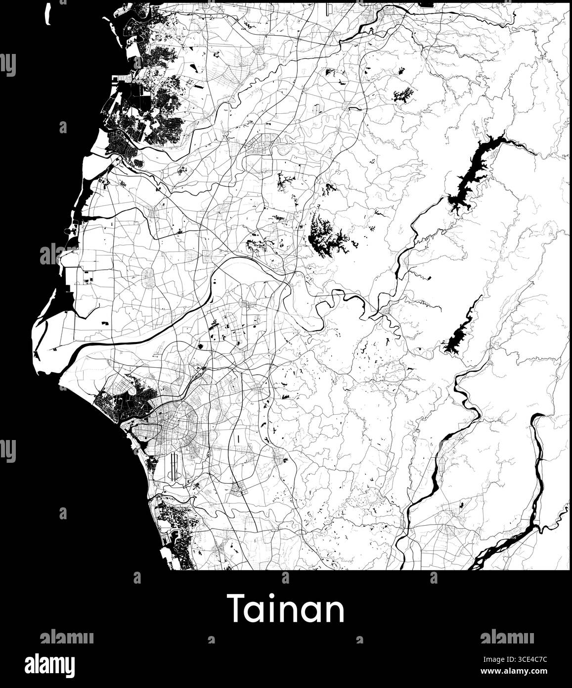 Tainan city map, Taiwan - Topographic vector map poster Stock Vector Image & Art - Alamy